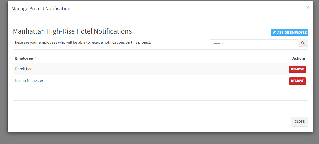Project Settings/Notification Settings